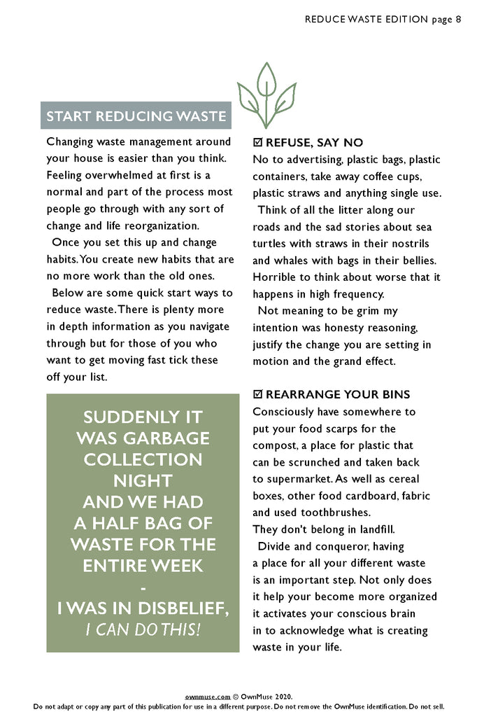 Less Waste Home Ebook; Step-by-step Sustainable Living - OwnMuse